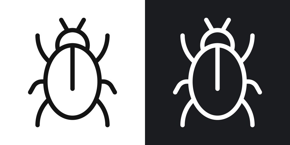Bugs icon set in black and white outlines Vector Image