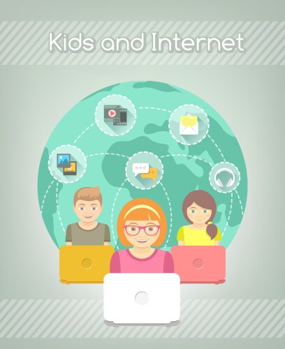 Kids and internet Royalty Free Vector Image - VectorStock