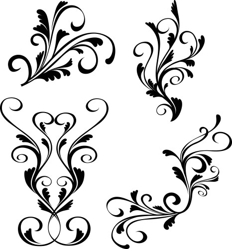 Black floral branch decorative filigree design Vector Image