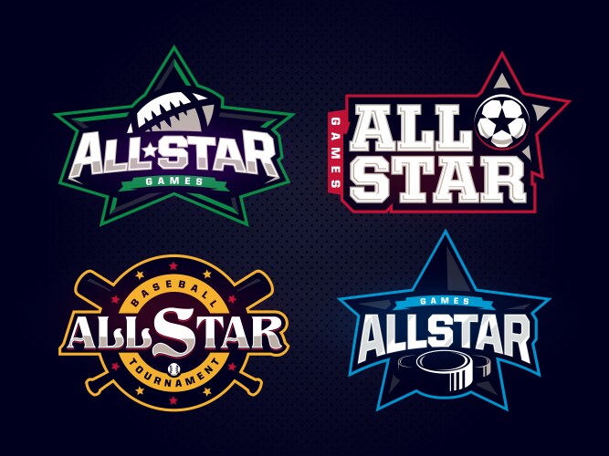 All star basketball sports logo emblem Royalty Free Vector