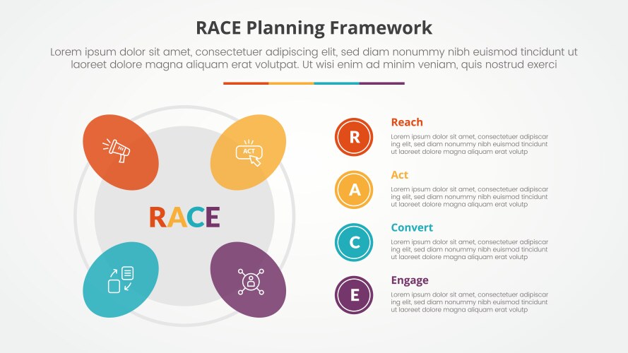 Race framework infographic concept for slide Vector Image