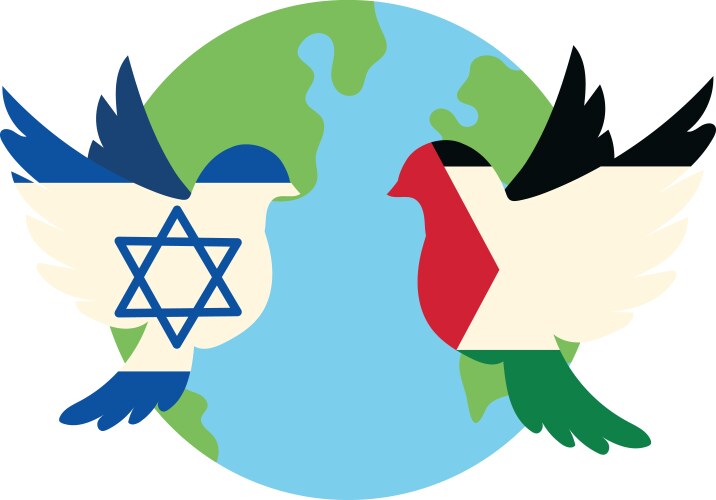Peace dove with israel and palestine flags Vector Image