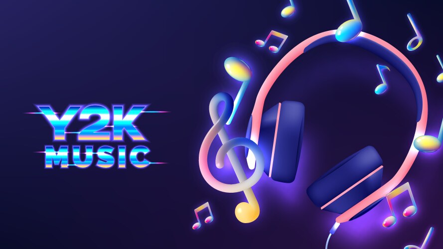 Y2k music background banner Royalty Free Vector Image