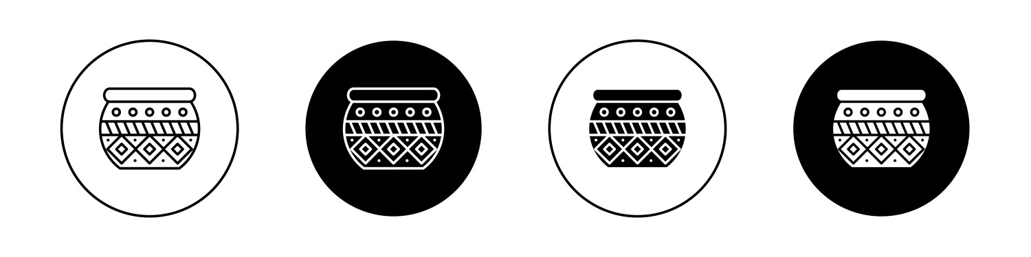 Indian pot icon set kitchen clay pot symbol mud Vector Image