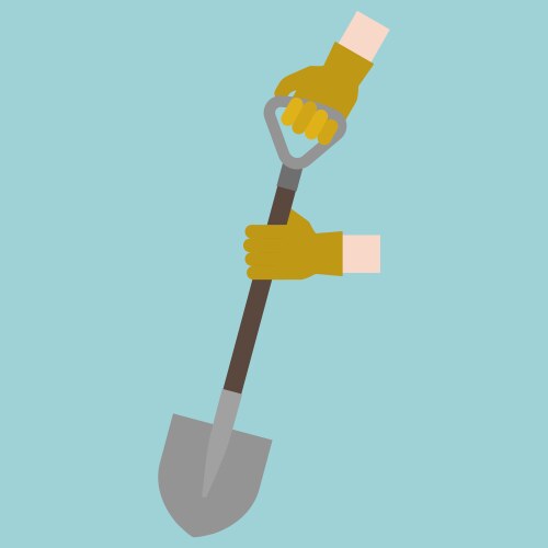Shovel digging the soil Royalty Free Vector Image