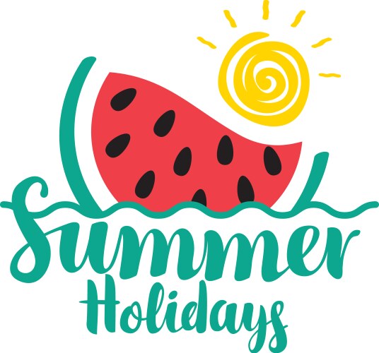 Bright hello summer lettering with sun and sea Vector Image