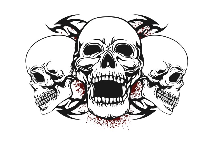 Three skulls tattoo Royalty Free Vector Image - VectorStock