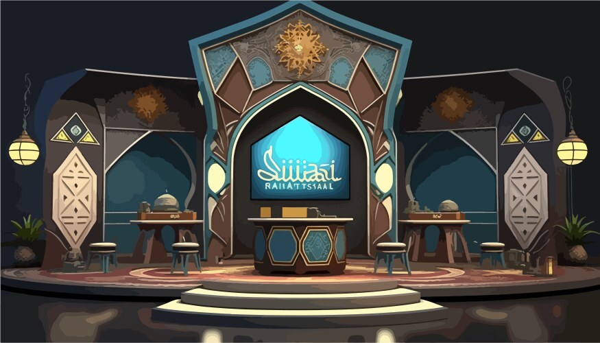 Islamic podium stage booth event decoration Vector Image