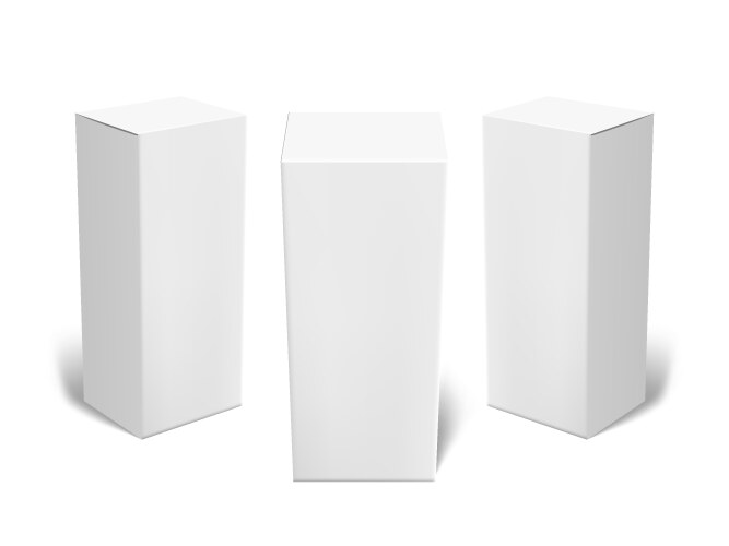 Tall white box cardboard cosmetic boxes Royalty Free Vector