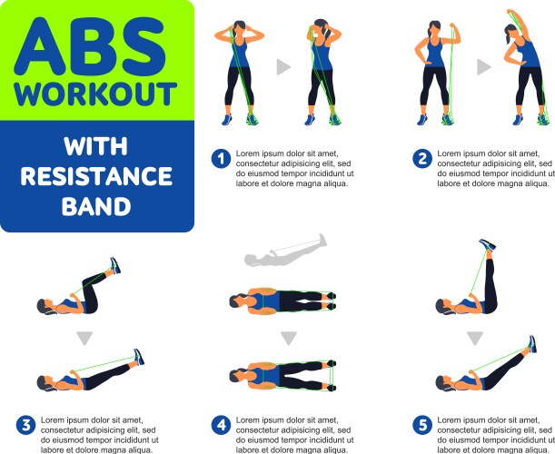 Abs workout with kinds abdominal training flat Vector Image