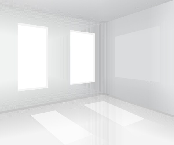 Empty white room with large windows Royalty Free Vector