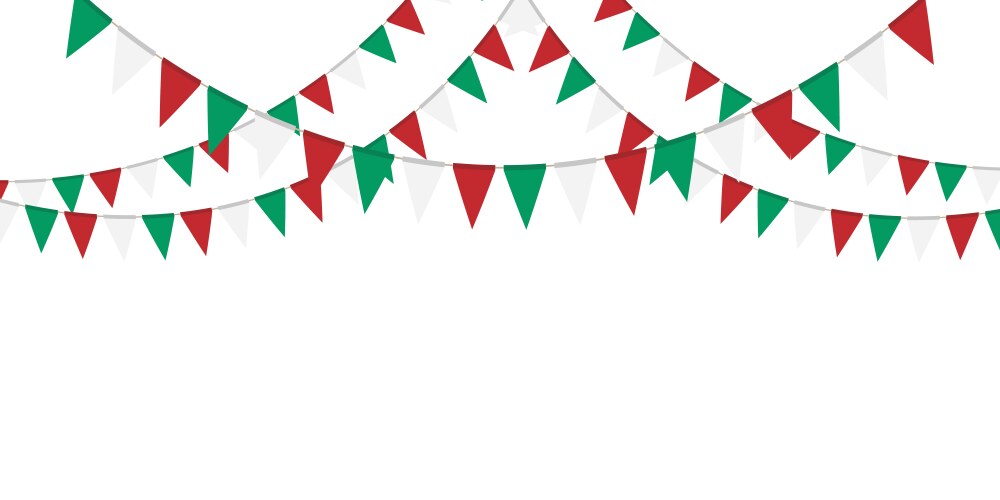 Green white and red flag garland triangle Vector Image