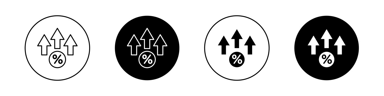 Interest growth icon set increase percentage Vector Image