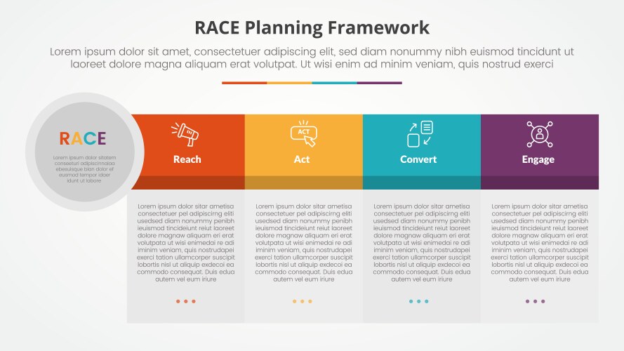 Race framework infographic concept for slide Vector Image