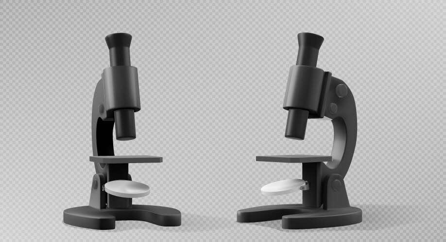 Realistic or 3d microscope front view Royalty Free Vector