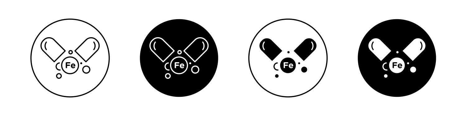 Iron capsule icon set fe vitamin and nutrient Vector Image