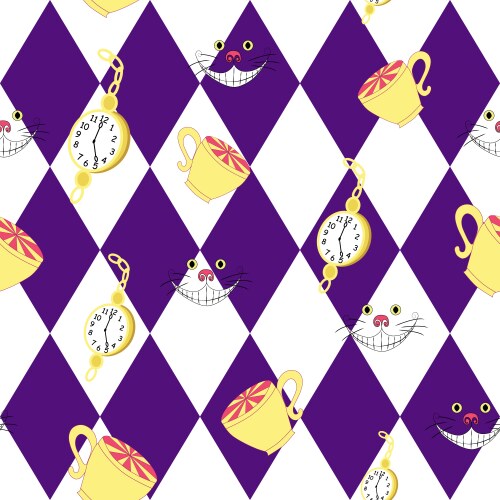 Alice in wonderland seamless pattern Royalty Free Vector