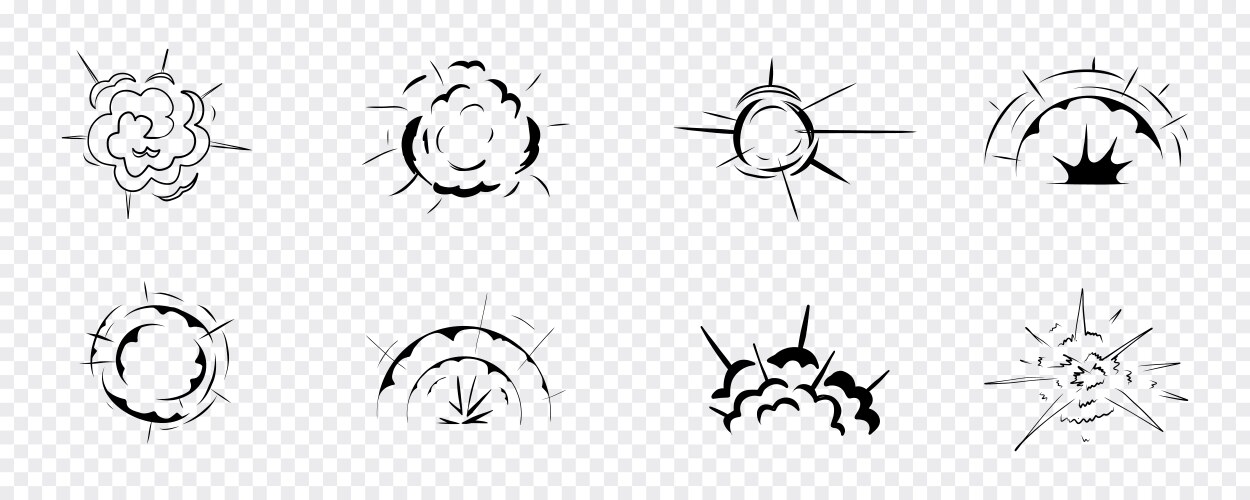 Explosion effect comic manga line sketch motion Vector Image
