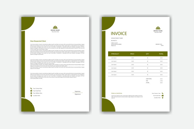 Stylish letterhead and invoice design set Vector Image
