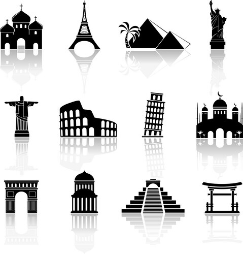World monuments icons Royalty Free Vector Image