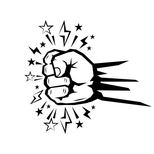 Raised fist street protest above crowd Royalty Free Vector