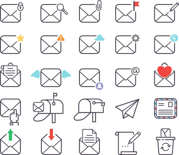 Mail icons set Royalty Free Vector Image - VectorStock