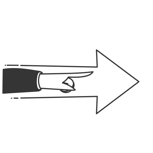 Doodle hand pointing finger and forward arrow Vector Image