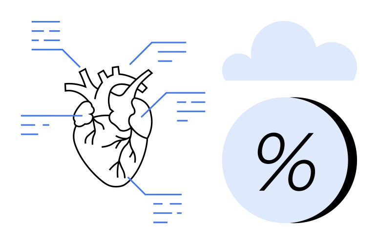 Human heart connected to data points downward Vector Image