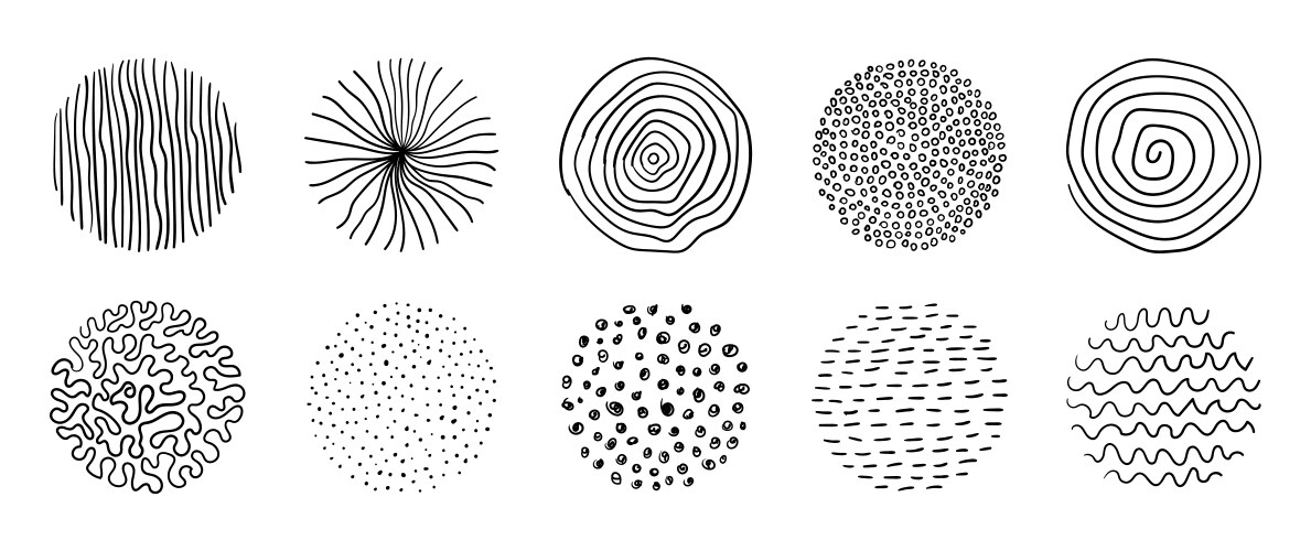 Trendy color circle textures made with ink Vector Image