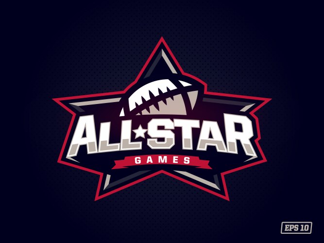 All star basketball sports logo emblem on a dark Vector Image