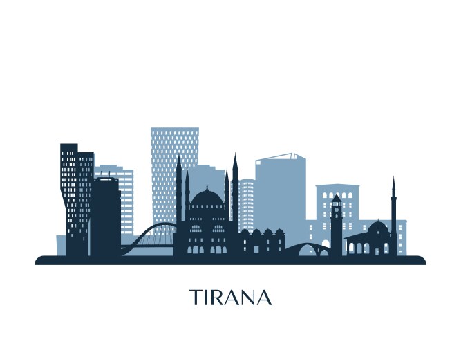 Tirana city one line drawing background Royalty Free Vector