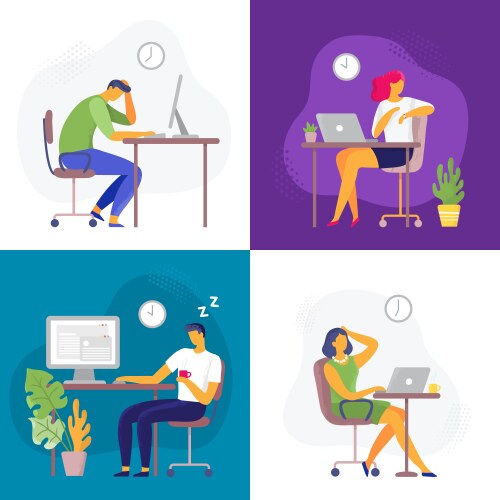 Day or night work working late overtime office Vector Image