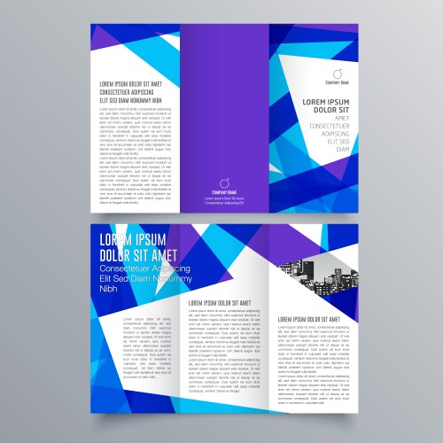 Blue geometry brochure design template Royalty Free Vector