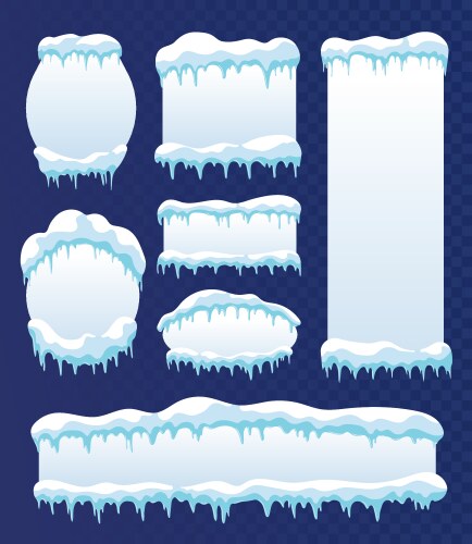 Snow cap ice set winter design snowy icicle roof Vector Image