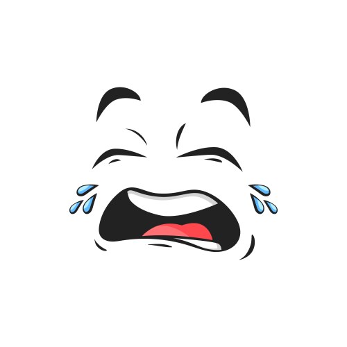 Cartoon cry face with tears in eyes upset emoji Vector Image