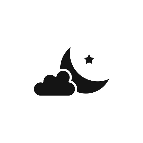 Cloud moon icon set night time symbol nighttime Vector Image