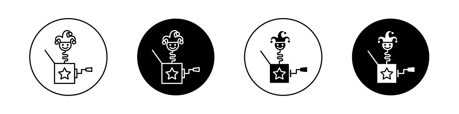 Jack in the box icon set prank joke Royalty Free Vector