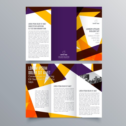 Yellow triangle business trifold leaflet brochure Vector Image