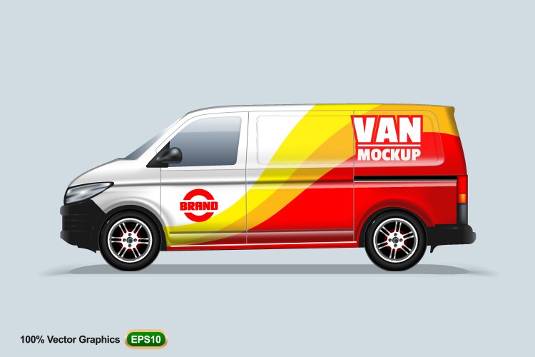 Business van delivery template with advertise Vector Image