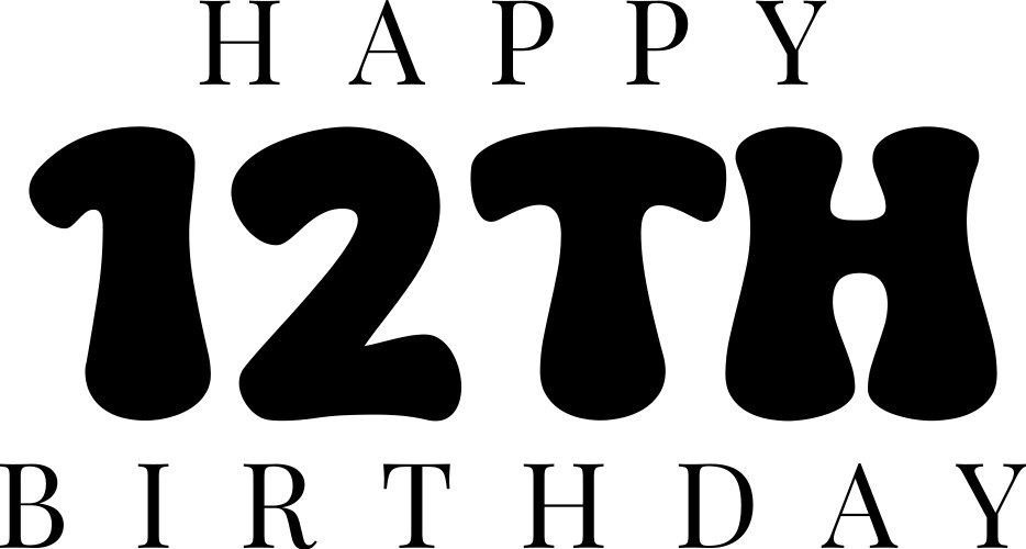 Happy 12th birthday design on white background Vector Image