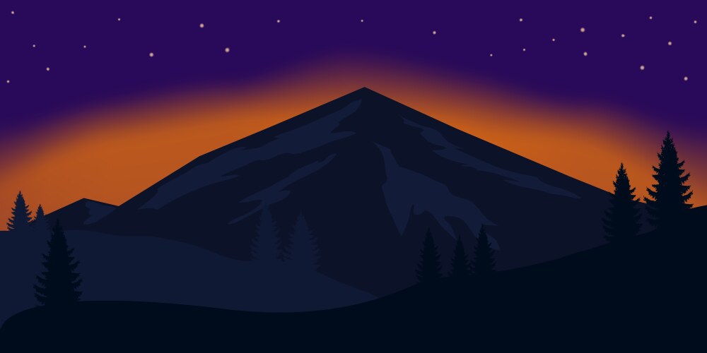 Landscape Mountain Moon Night Background Vector Image