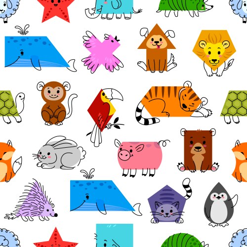 Math shape characters background cartoon figures Vector Image