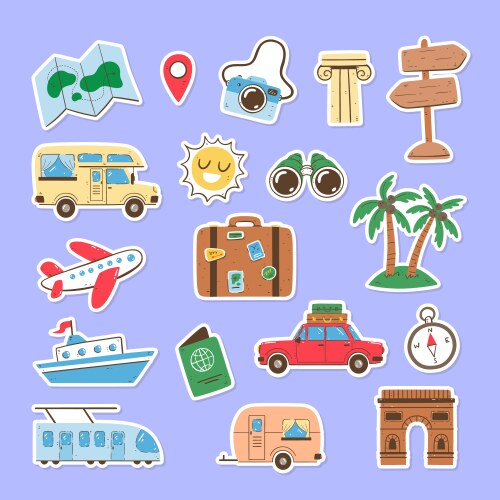 Travel and accommodation stickers Royalty Free Vector Image