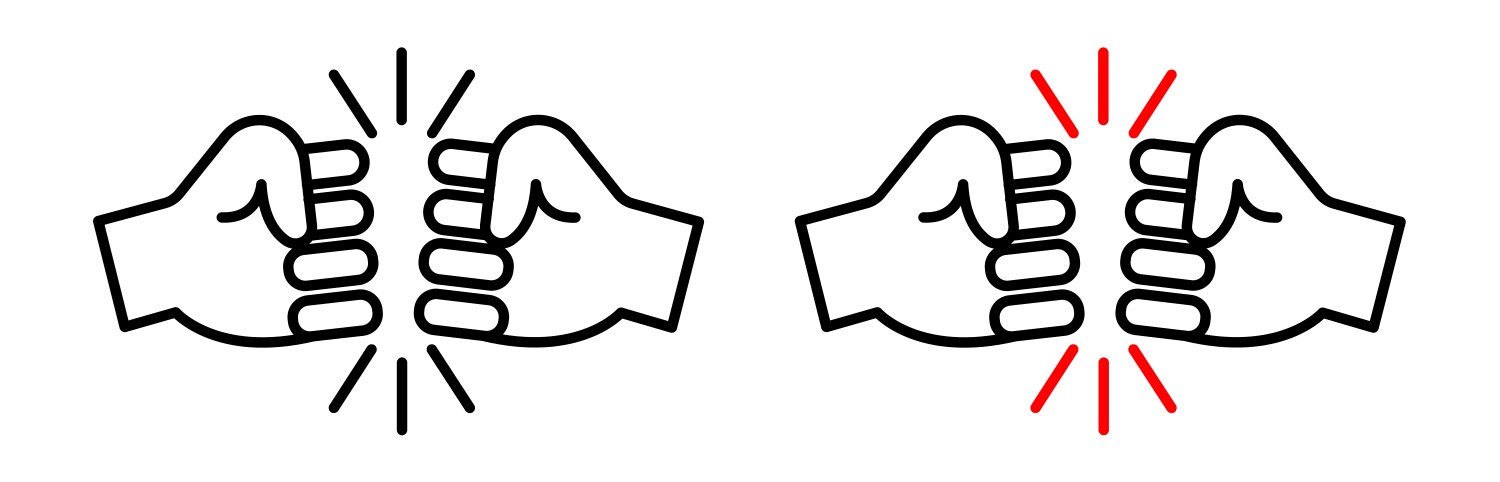 Fist bump icon set strong team strength hand Vector Image