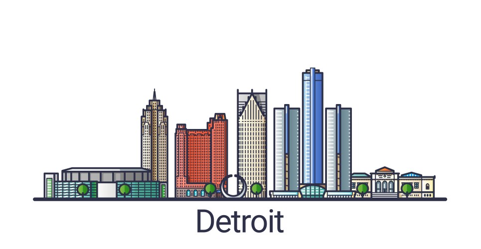 Flat line bangkok banner Royalty Free Vector Image