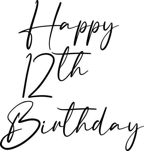 Happy 12th birthday design on white background Vector Image