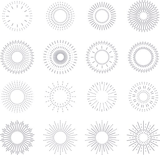 Sunburst and star burst explosion line patterns Vector Image