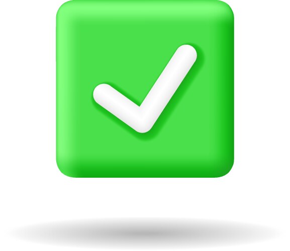 Green check mark 3d icon Royalty Free Vector Image