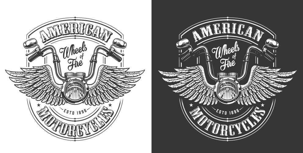 Riders club vintage biker emblem with winged Vector Image