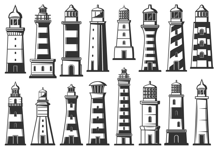 Lighthouse beacon lighter beaming path Royalty Free Vector